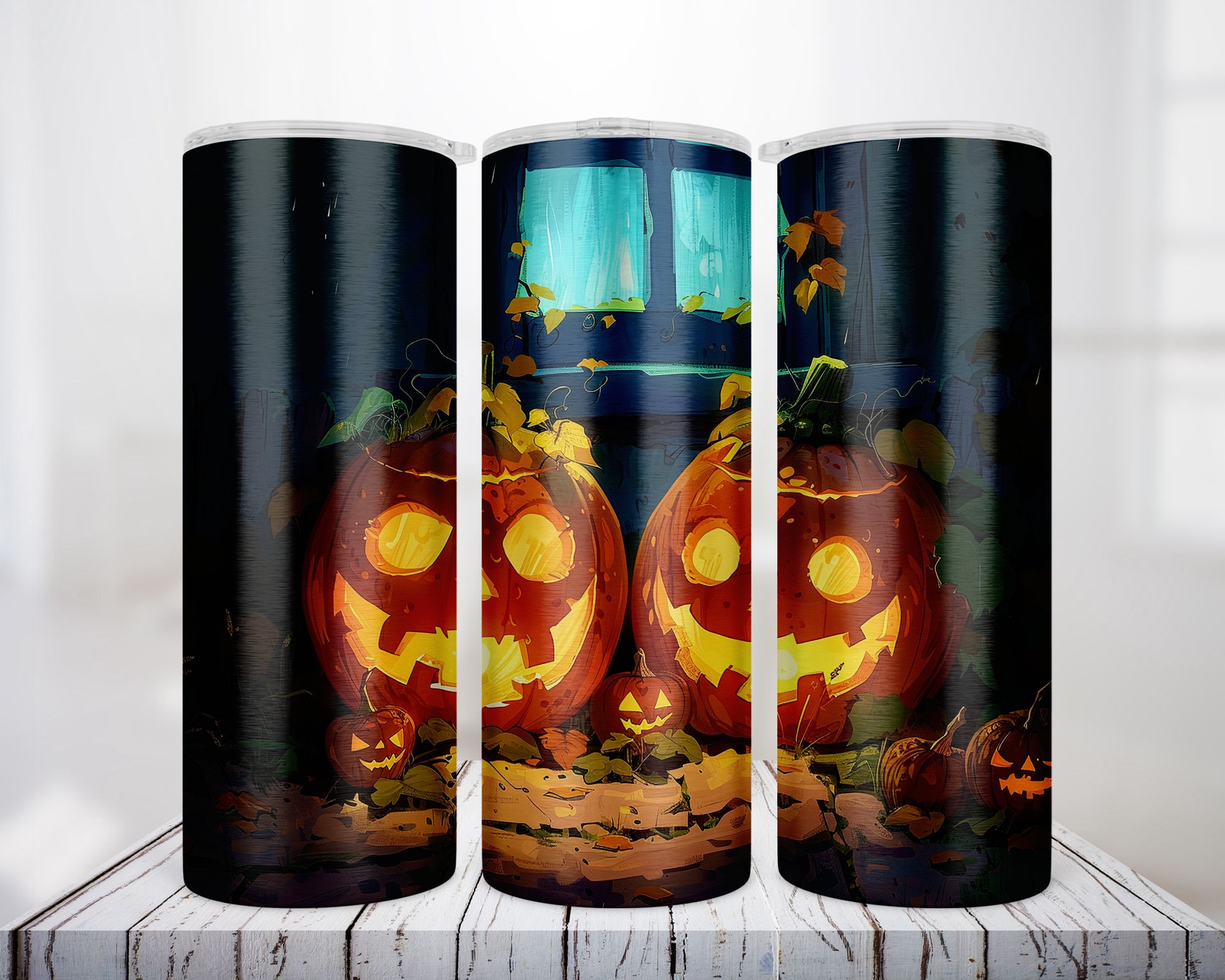 163 Halloween Tumbler Wrap Bundle Spooky Fall PNG Skinny 20 Oz Tumbler ...