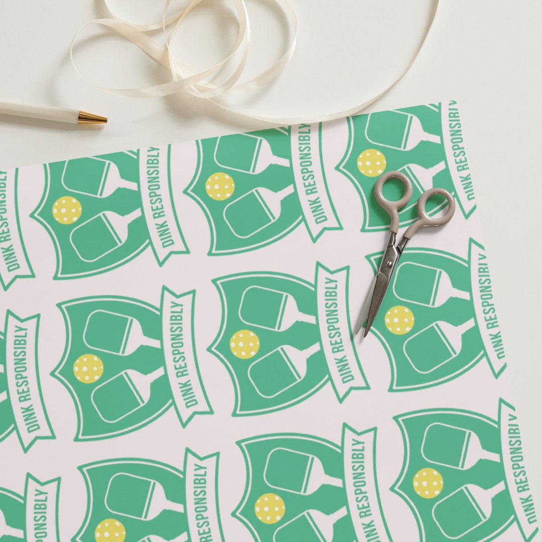 Pickleball Preppy Wrapping Paper, Illustrated Gift Wrap, All Occasion ...