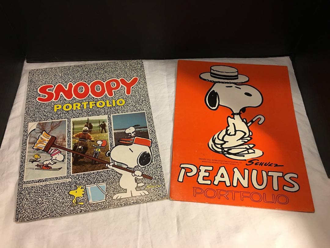2 Vintage Snoopy Peanuts School Folders Portfolio's - Etsy
