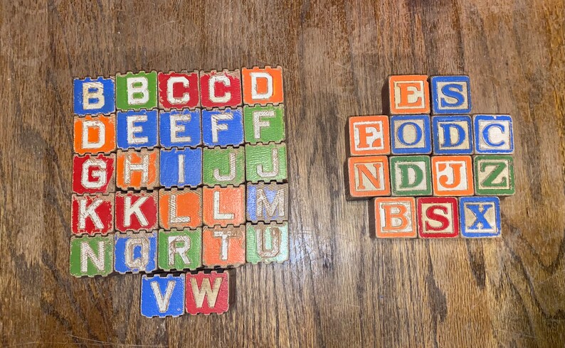 40 Vintage Childrens Wood Alphabet Locking Toy Blocks - Etsy