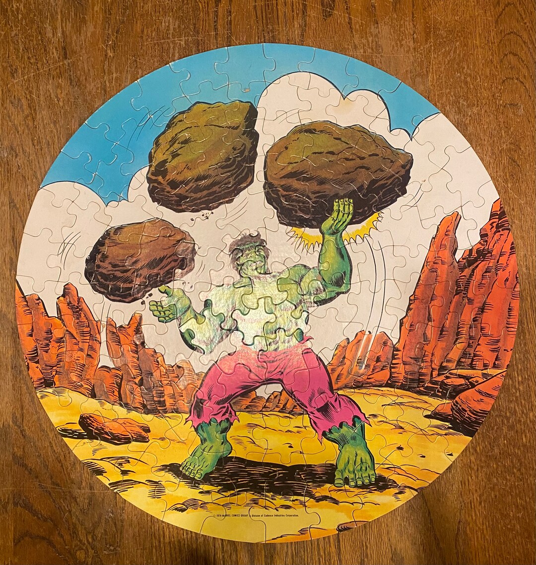 Vintage the Incredible Hulk Round Puzzle 1979 Whitman Complete 125 Pcs ...