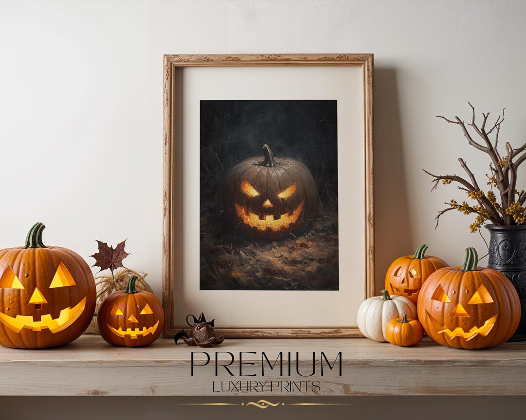 PRINTABLE Haunted Jack-olantern Art, Creepy Halloween Wall Print ...