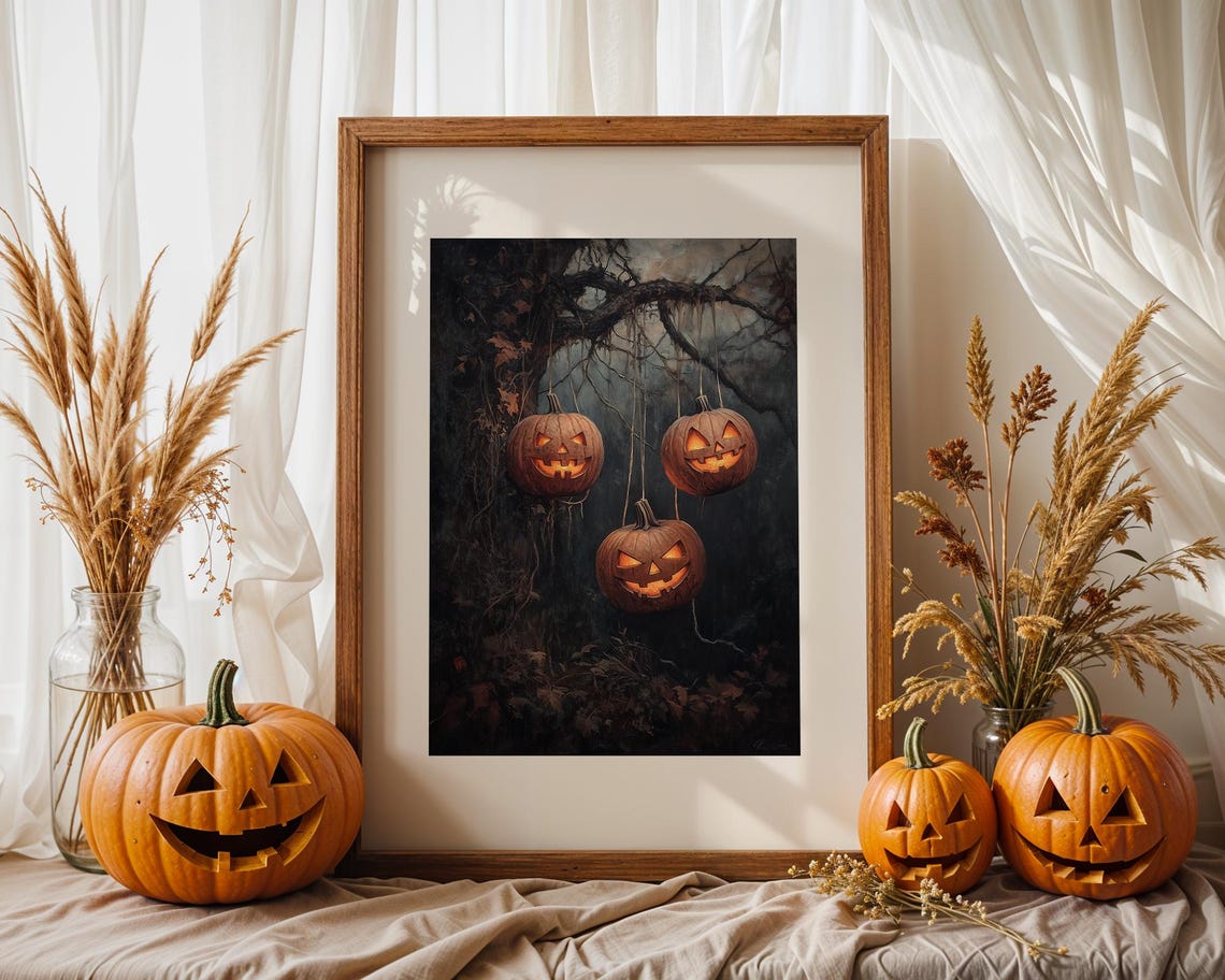 PRINTABLE Spooky Jack-olantern Halloween Art, Vintage Halloween Pumpkin ...