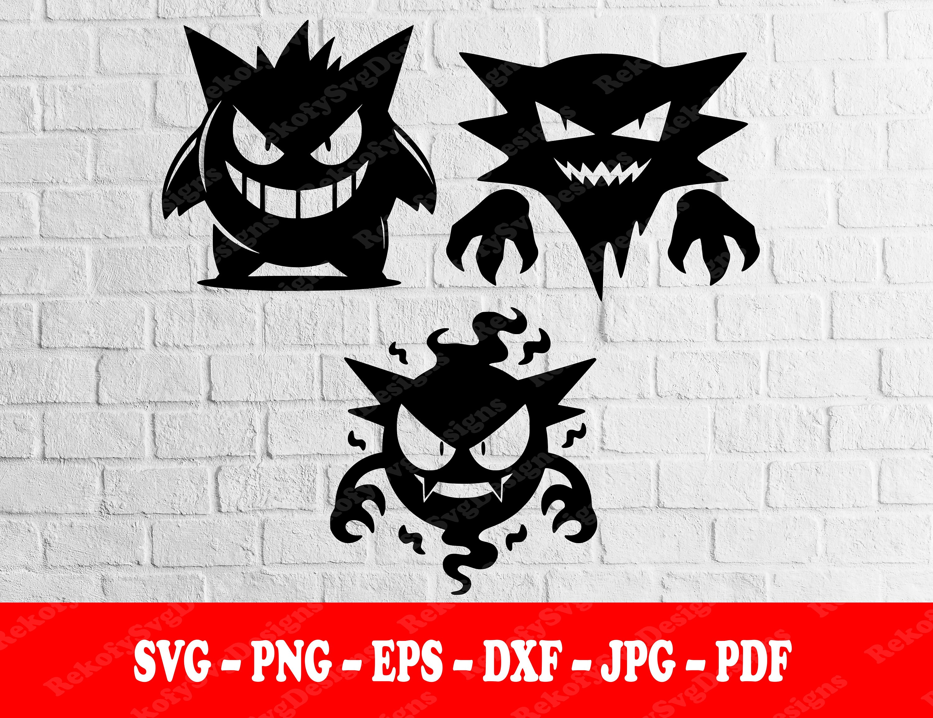 GENGAR HAUNTER GASTLY, Paquete de 3, Svg, Diseño de camiseta, Pegatina ...