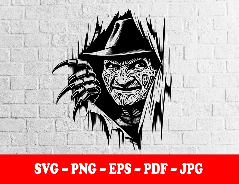 PEEKING FREDDY KRUEGER, Svg, T-shirt, Sticker, Mug Wrap, Vector ...