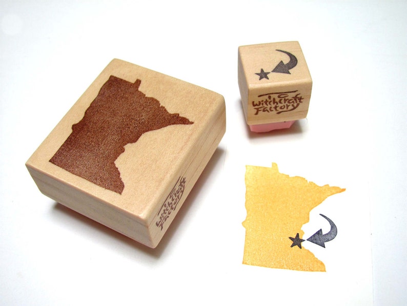 State Stamp set of 2 Hand Carved Rubber Stamp | Etsy