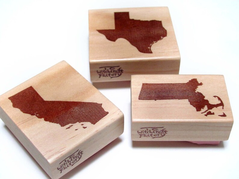 State Stamp set of 2 Hand Carved Rubber Stamp | Etsy