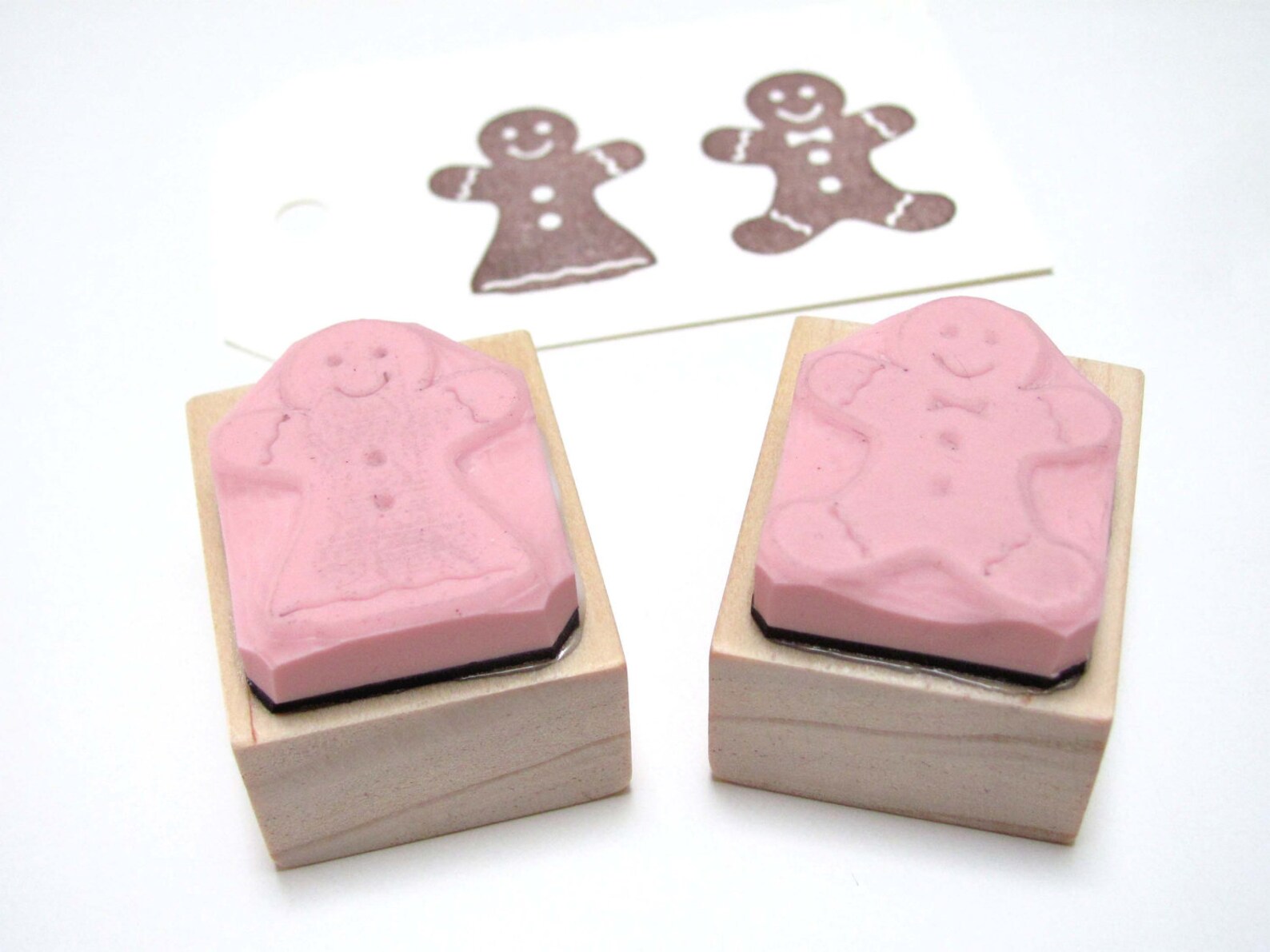 Gingerbread Man Stamp Set of 2, Hand Carved Rubber Christmas Stamp - Etsy