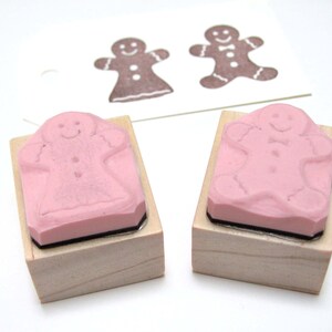 Gingerbread Man Stamp Set of 2, Hand Carved Rubber Christmas Stamp - Etsy