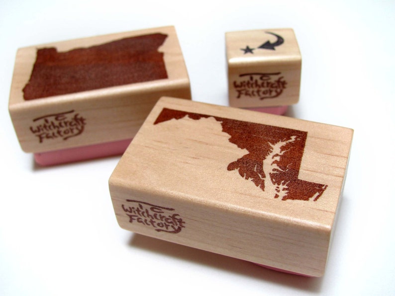 State Stamp set of 2 Hand Carved Rubber Stamp | Etsy