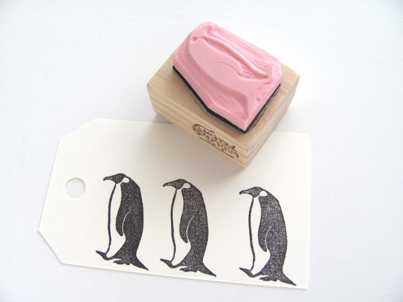 Walking Penguin Hand Carved Stamp - Etsy