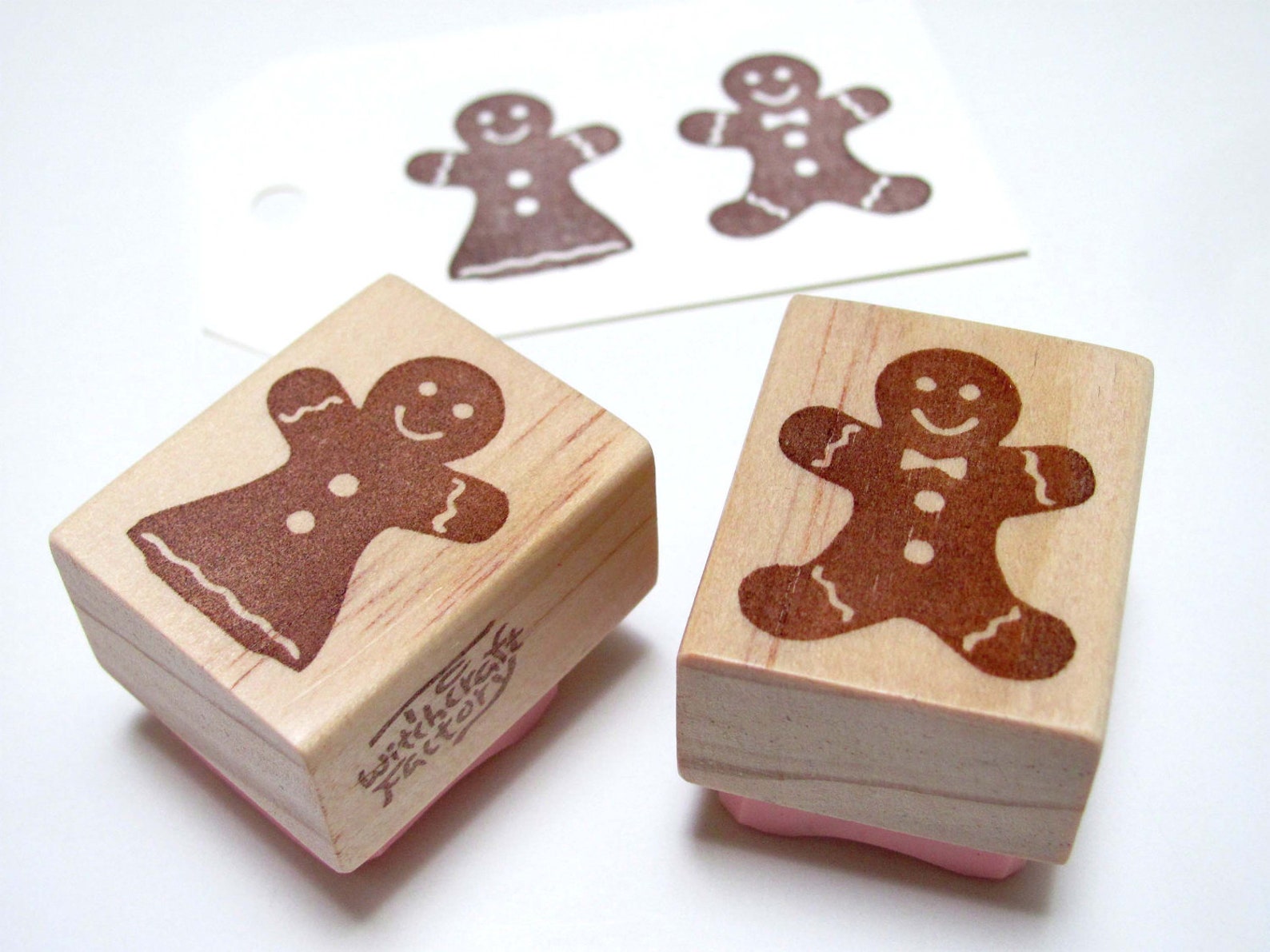 Gingerbread Man Stamp Set of 2, Hand Carved Rubber Christmas Stamp - Etsy