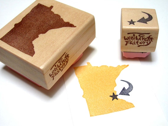 State Stamp set of 2 Hand Carved Rubber Stamp | Etsy