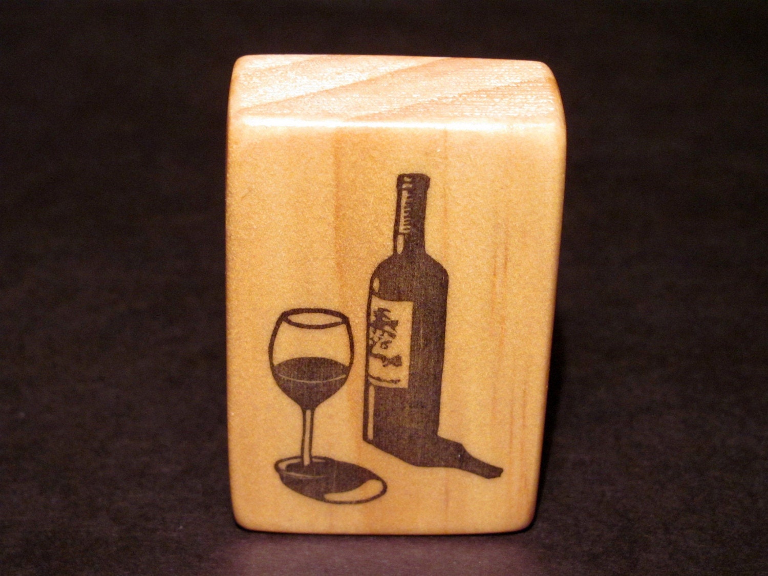 Wine Bottle and Glass Hand Carved Stamp - Etsy