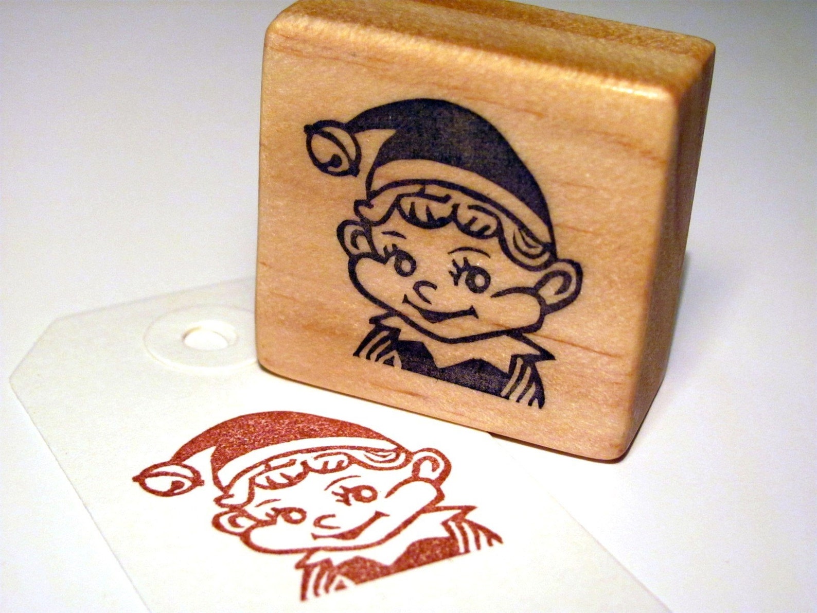Hand Carved Rubber Stamp Cute Elf Christmas Stamp - Etsy