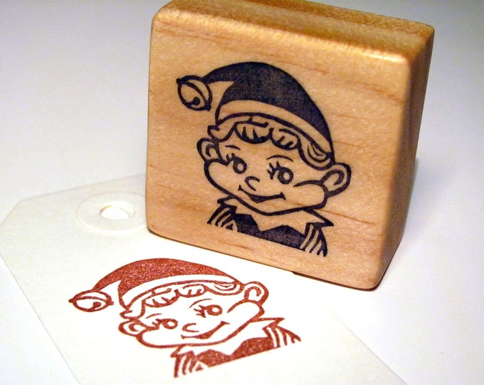 Hand Carved Rubber Stamp, Cute Elf, Christmas Stamp - Etsy