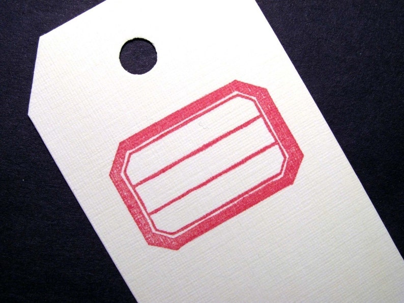 Hand Carved Rubber Stamp Red Mini Label - Etsy