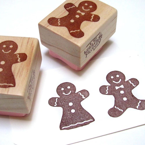Gingerbread Rubber Stamp Set - Etsy