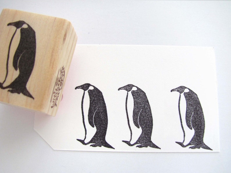 Walking Penguin, Hand Carved Stamp - Etsy