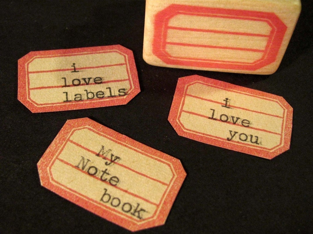 Hand Carved Rubber Stamp, Red Mini Label - Etsy