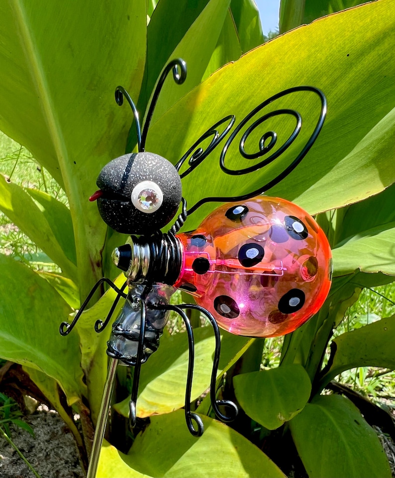 Ladybug Garden Stake, Potted Plant Decor, Gifts for Her, - Etsy
