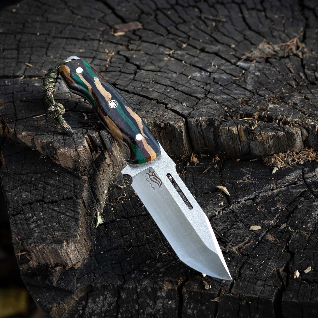 Personalized Survival Knife, Custom Camping Bushcraft Fixed Blade ...