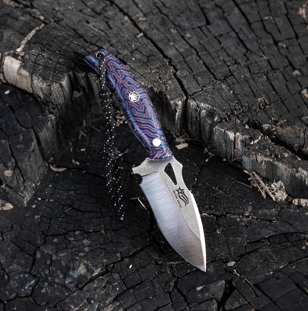 Bushcraft Knife, Handcrafted Camping Knife With Leather Sheath, Fixed ...