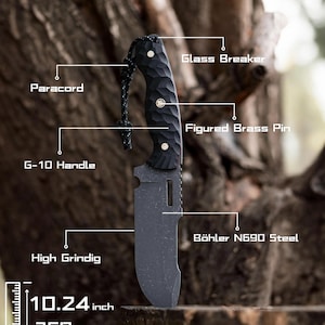Handmade Bushcraft Knife, Handcrafted Tactical Knife With Leather ...
