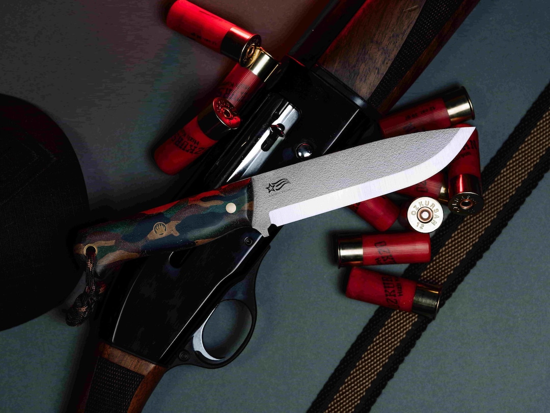 Handmade Bushcraft Knife: Scandinavian Grind N690 Steel, G-carta Handle ...
