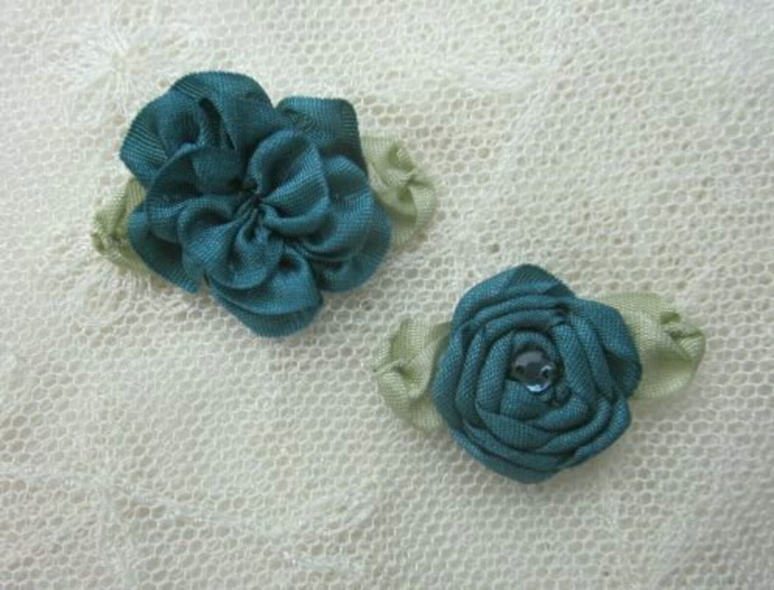 6 Pc Applique Teal Ribbon Rosette Spider Rose Flower W Stone - Etsy