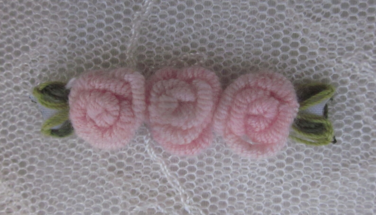Bullion Knot Embroidered 4 Pc HANDMADE Rosette Rose Pink Flower ...