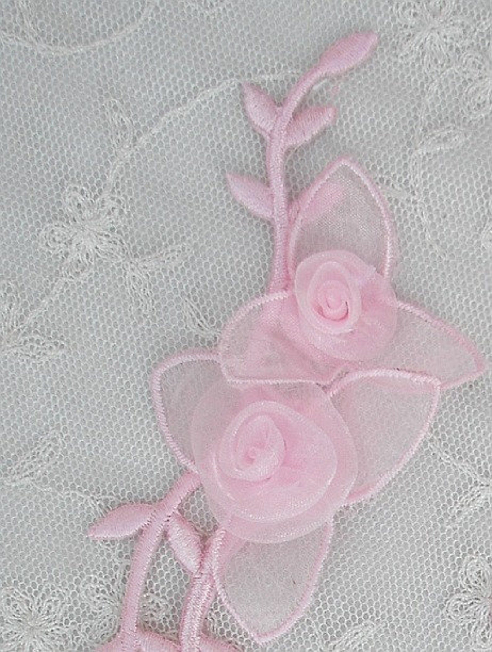 2 Pc Pink IRON ON Organza Ribbon Rose Fabric Flower Valentine - Etsy