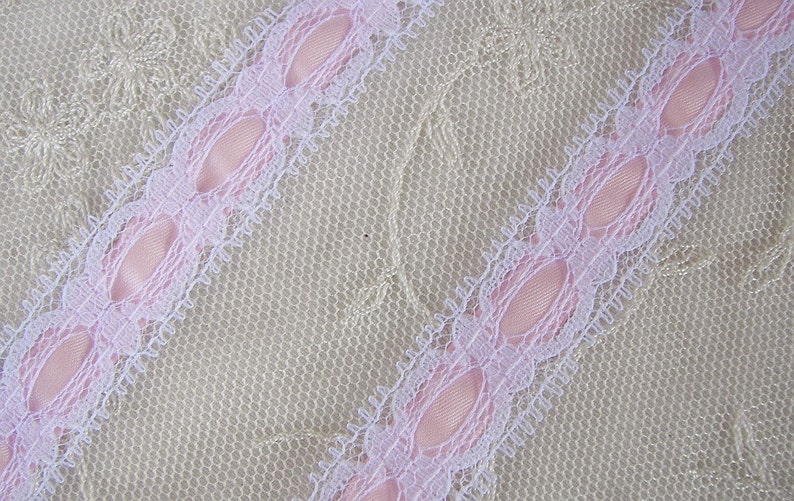 3 Yards 3/4 PINK Insert Lace Satin Ribbon Trim Bridal - Etsy