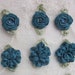 6 Pc Applique Teal Ribbon Rosette Spider Rose Flower W Stone HANDMADE ...