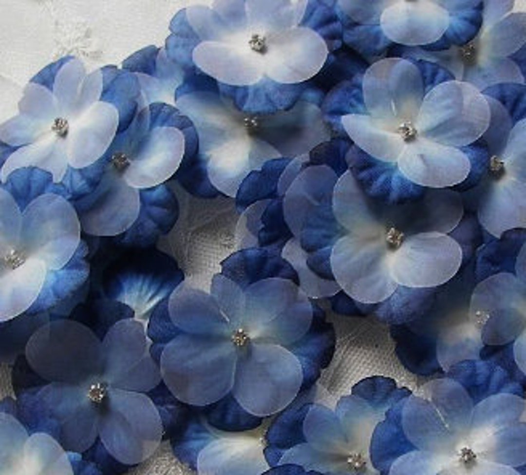 18 Pc Royal Blue Hydrangea Flower Petal Rhinestone VINTAGE - Etsy