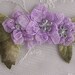 2 Pc Lavender Ribbon Lace Flower Applique W Leaf Acrylic Rhinestone ...
