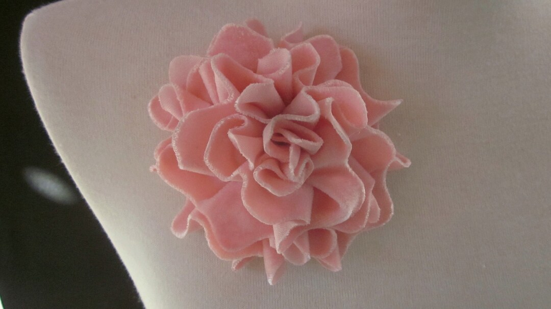 Peony Carnation Rose Flower PINK PIN Velvet Ribbon Fabric Applique Hat ...
