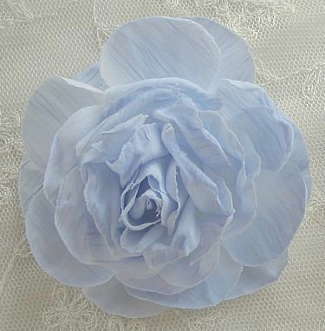 2 Pc Blue Cabbage Rose Fabric Flower Applique Crinkle - Etsy