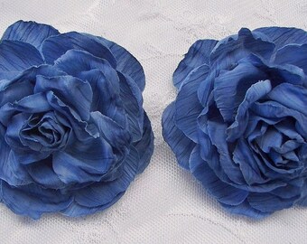 2 Pc Pink Cabbage Rose Fabric Flower Applique Crinkle | Etsy