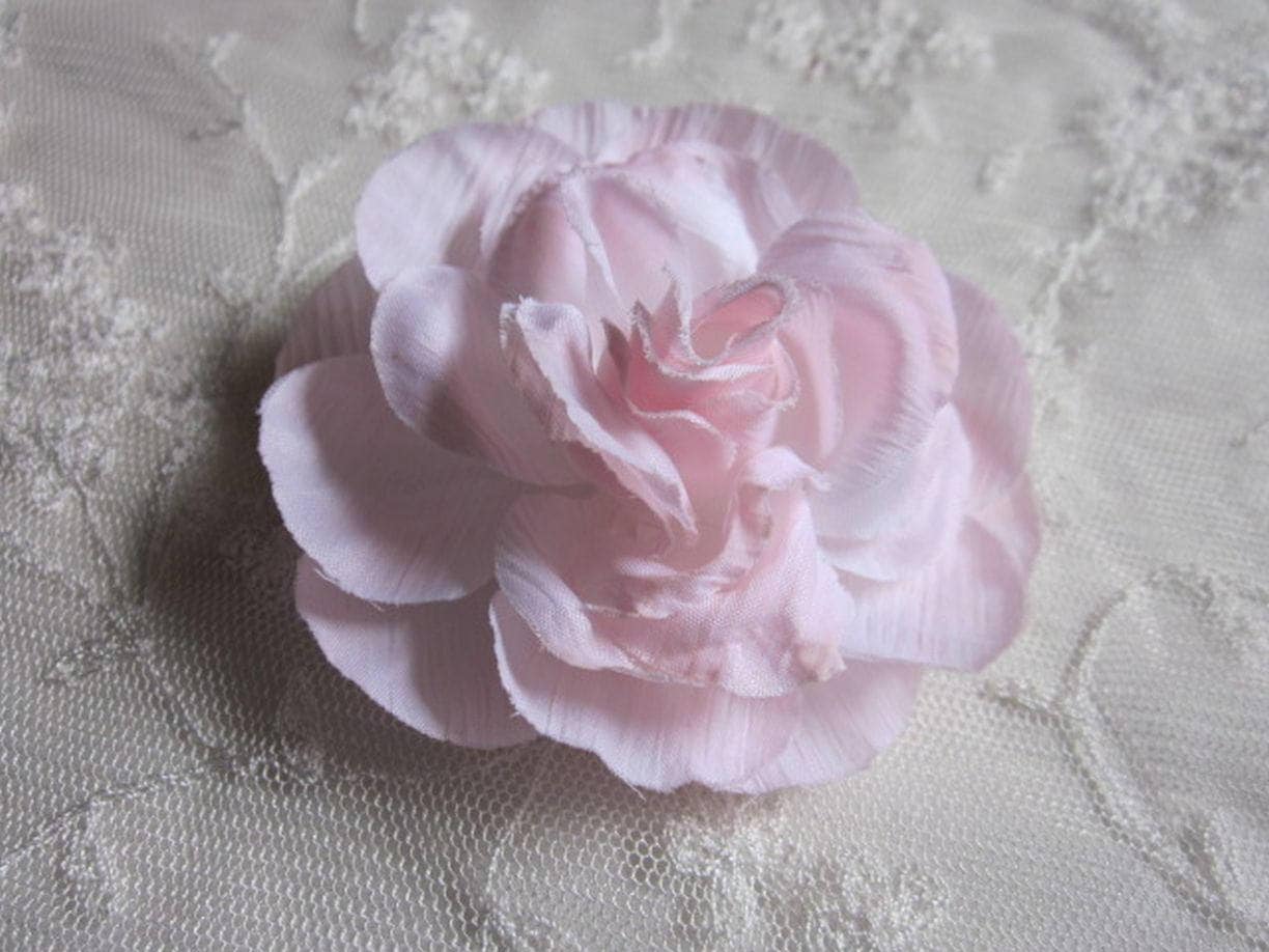 2 Pc Pink Cabbage Rose Fabric Flower Applique Crinkle - Etsy