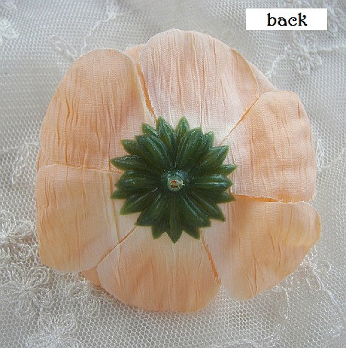 2 Pc Apricot Cabbage Rose Fabric Flower Applique Crinkle Victorian ...