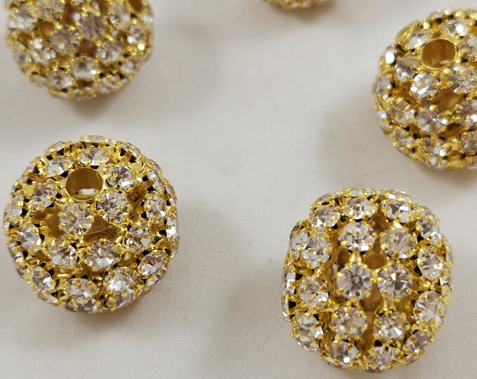 Extraordinary Gold and Crystal Bling Ball Beads, Large - Etsy