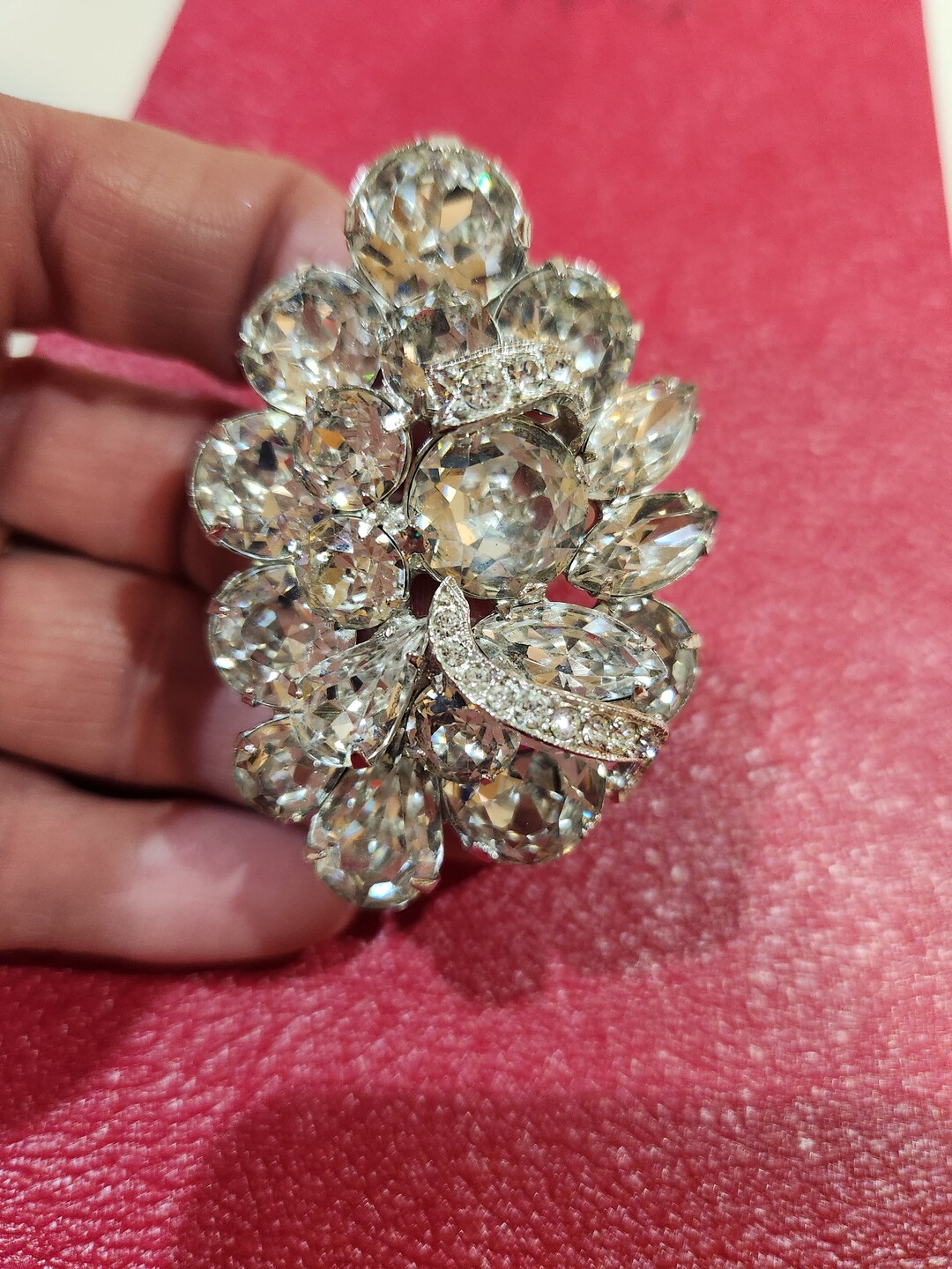 Large Eisenberg Rhinestone Brooch/pin - Etsy
