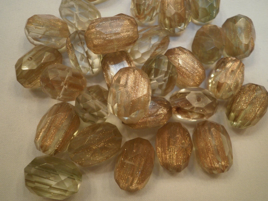 Huge Copper Striated Faceted Crystal Beads - Etsy