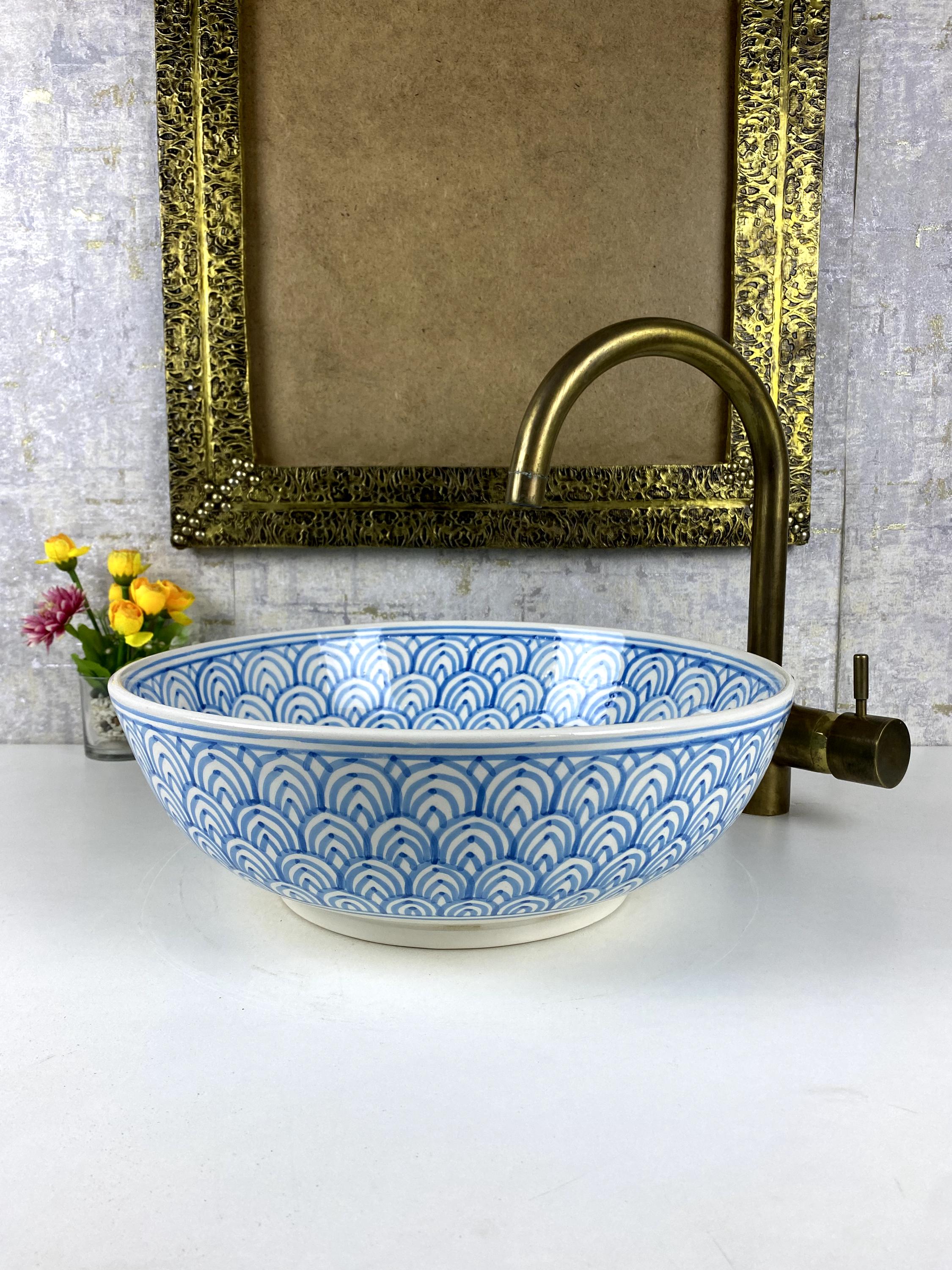 Moroccan Handcrafted Ceramic Basin Bathroom Decor Washbasin Handmade ...