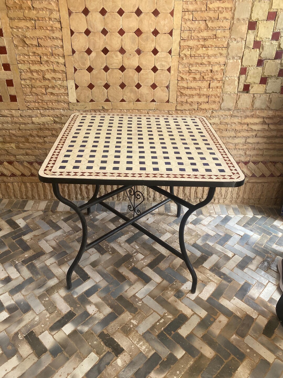 Personalized Square Mosaic Table With Moroccan Zellige Tiles ...