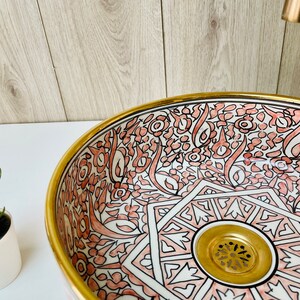 Ceramic Sink-basin With Edge Gold 14k Modern-artisanal Farmhouse Hand ...