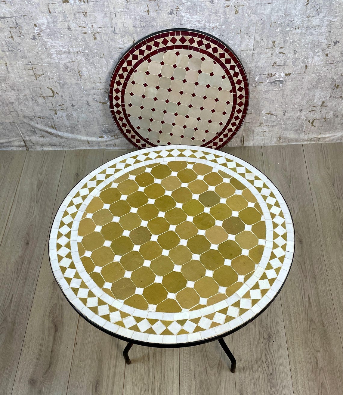Exquisite Mosaic Table, Custom Made Yellow Round Table, Traditional ...