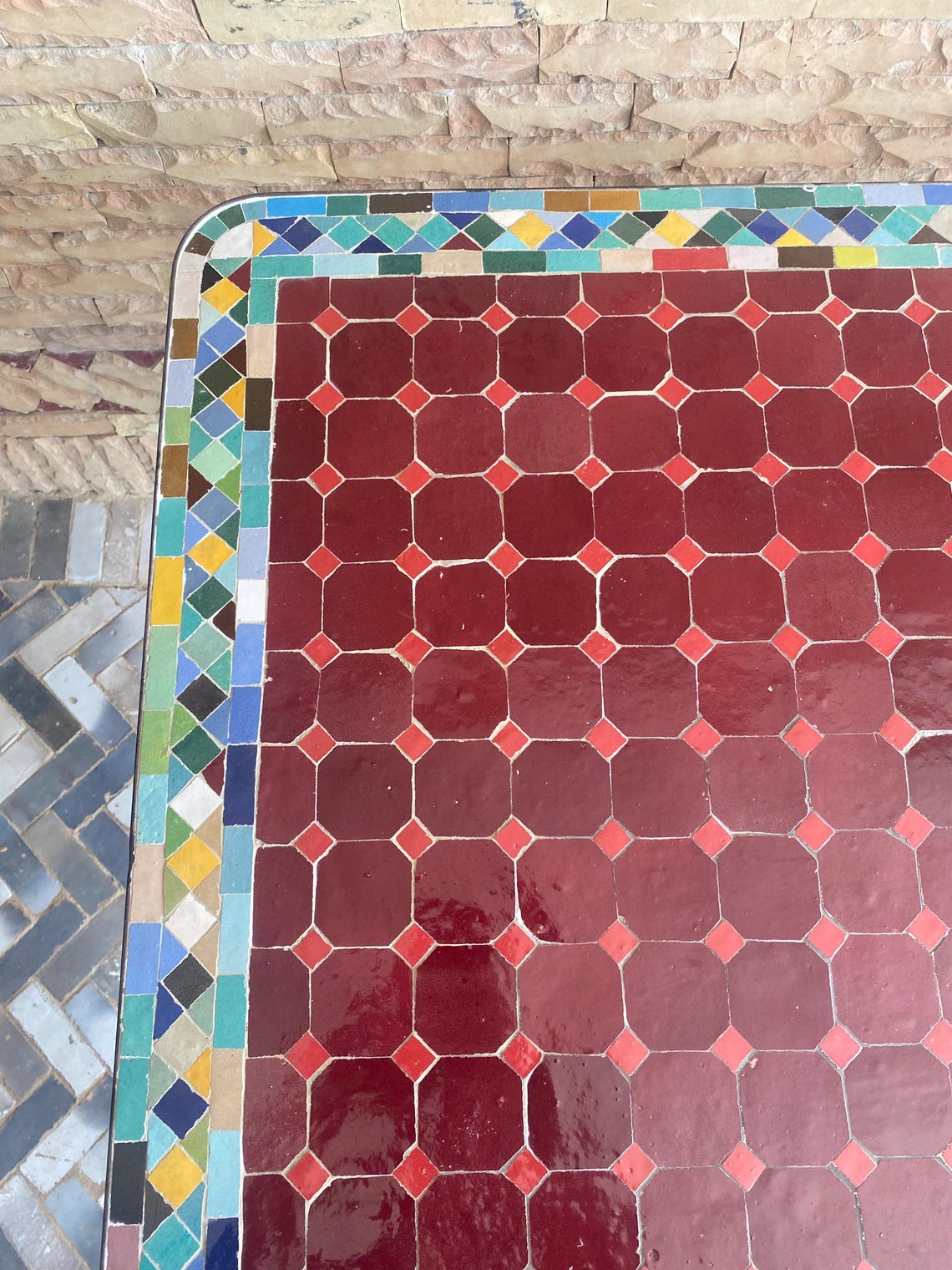 Handmade Moroccan Mosaic Square Mosaic Table Art Mid Century Mosaic ...