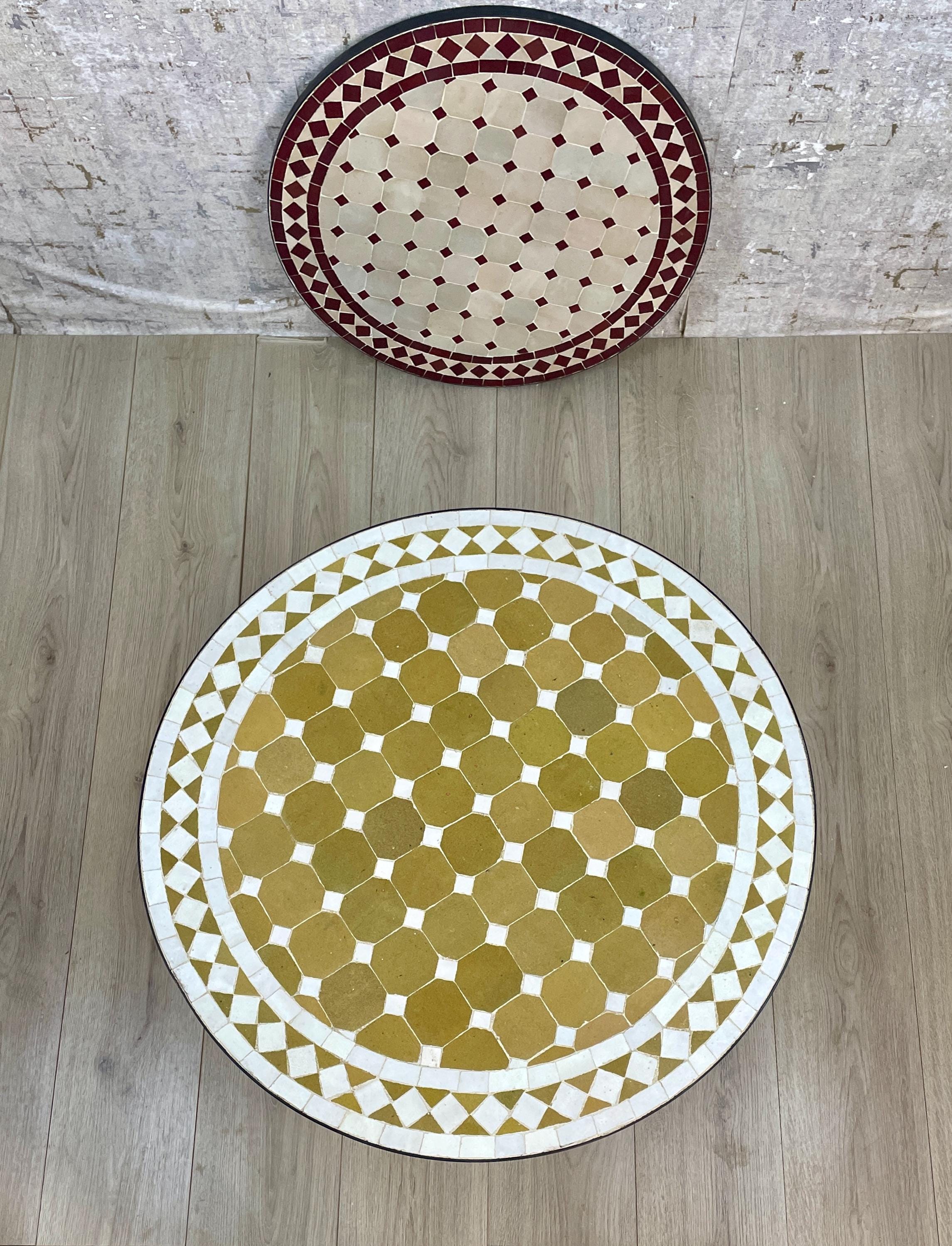 Exquisite Mosaic Table, Custom Made Yellow Round Table, Traditional ...
